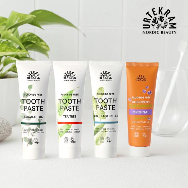 デンマーク生まれの、口内を健やかに保つ歯磨き。商品名：URTEKRAM ウルテクラム 歯磨き 75ml内容量：75ml原産国：デンマーク製造販売元：株式会社 おもちゃ箱区分：化粧品広告文責：(株)エル・ローズ　TEL 0120-291-410