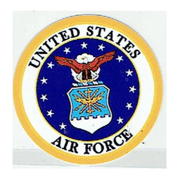 USAF　ラウンドステッカー です。サイズは直径7cmです。防水タイプのステッカーです。■生産地：日本■素材・成分：PVC