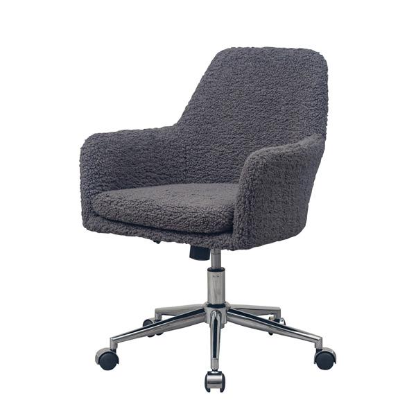 タブチェア 肘付きデスクチェアー グレー色 回転椅子 ガス圧昇降式ふんわりもこもこボア調素材のやさしい手触りが魅力のデスクチェア。座るたびに包み込まれるような快適な座り心地で、長時間の作業もリラックスして過ごせます。 360度回転＆高さ調整...