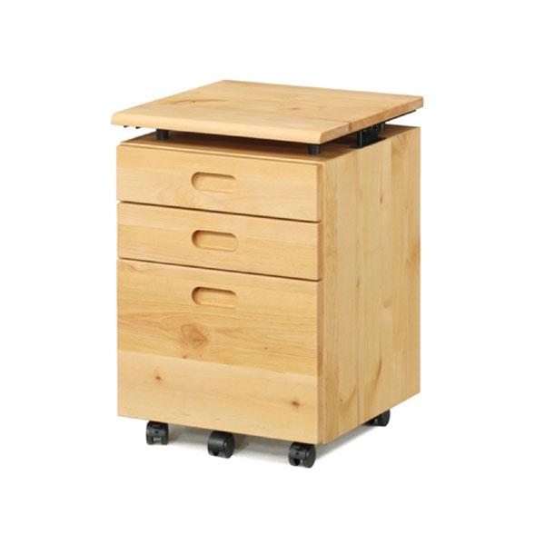 サイドチェストワゴン 天板昇降 学習机用 天然木 シンプルデスク FORESTデスク用昇降ワゴン キャスター付き温かみのあるアルダー無垢材を贅沢に使用した上質な木製ワゴンです。シンプルで飽きのこないデザインは、北欧テイストの子供部屋や学習、...