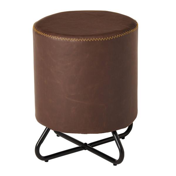 丸形スツール 合成皮革張り ダークブラウン色 3色対応見置くだけ簡単！おしゃれ空間。軽量で洗練されたデザインが魅力。ダイニングやデスクチェアとして使ったり、ポンと置くだけでも空間が格上げされます。程よい弾力だから長時間でも快適。座面部分には...