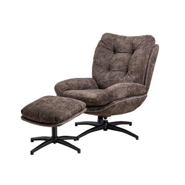 ふかふか布張りハイバックチェア/パーソナルチェアー、オットマン(足置き)付 ダークブラウン色 3色対応オットマン付き・ロッキング機能・座面回転式 疲れた身体をソファーに預け、癒しのひと時をご提供します。 カラーはインテリアに馴染みやすい3色...