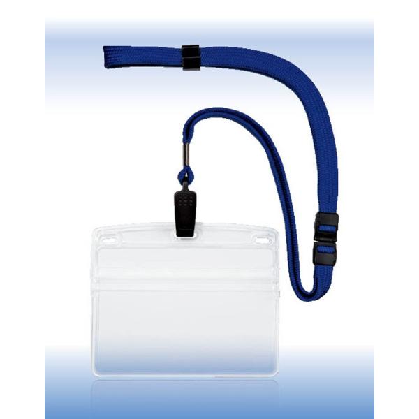 ●吊り下げ名札　クリップ式　ソフトヨコ特大　チャック付　NL-21-BU（青ヒモ） 1袋10枚入●ひも内容：ループクリップ　クリップ式●ひもサイズ：長さ約90cm、幅約10mm●ひも材質：ひも再生PET●名札用ケース：外寸/W108×H91...