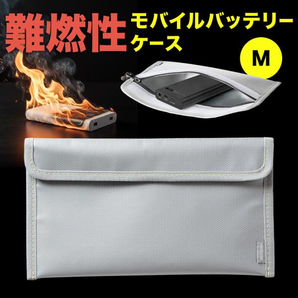 品番：200-BAGINFP2SV大型バッテリーも安心して収納できる難燃ポーチ（Mサイズ）。難燃性素材で発火時の被害を軽減。撥水加工済みで日常使いにも便利です。大型バッテリーや複数の小物をまとめて収納できます。【WEB限定商品】合計5,00...