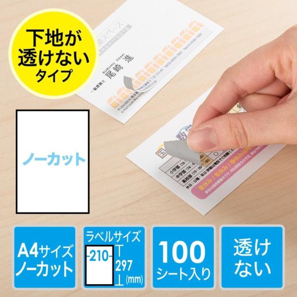 品番：300-DTP01合計5,000円以上お買い上げで送料無料(一部商品・地域除く）！ 修正用、修正ラベル用として便利な無地のラベルシール。A4サイズのノーカットで色紙への使用に最適な下地が透けないマルチラベル。お買い得、大容量の100枚...