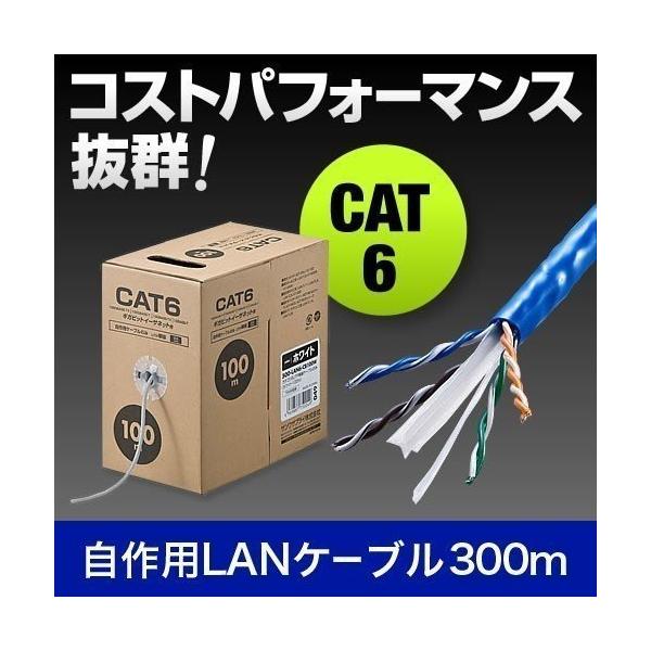 品番：500-LAN6-CB300ここがポイント！・環境に合わせて作成できる自作用LANケーブル・コネクタがないので、狭い場所も配線しやすい・既製品には無い長さも作成できるスタッフのコメント：LANケーブルを配線する時、コネクタ付きの既製品...