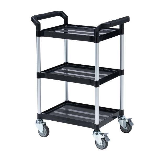 品番：CART-FA3BK滑らかでスムーズな動きをする3段式樹脂製ワゴン。ブラック。合計5,000円以上お買い上げで送料無料(一部商品・地域除く）！関連キーワード：サンワサプライ サンワダイレクト