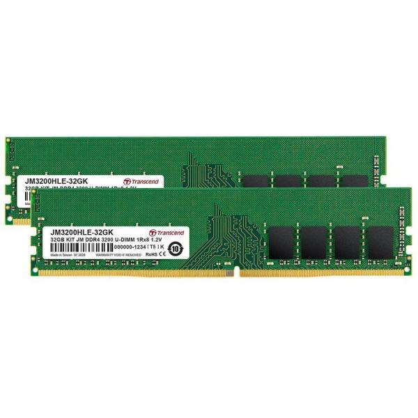 品番：JM3200HLE-32GK仕様■容量：16GB×2枚■RAM種類：DDR4■DIMM種類：U-DIMM■周波数：3200■CASレイテンシー：CL22■ランク：1R×8■DRAM：1G×8■電圧：1.2V■ピン：288 pin■PC...