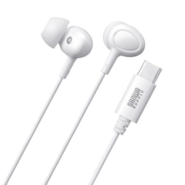 品番：MM-HSTC04Wここがポイント！・高遮音＆カナル型で迫力の音楽体験・手元スイッチでハンズフリー通話可能・簡単操作で着信や音楽再生が可能Type-Cポートのあるスマホやタブレット、パソコンで使えるマイク付きステレオイヤホン。遮音性が...