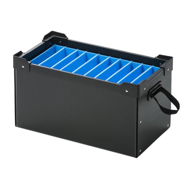品番：PD-BOX1BK合計5,000円以上お買い上げで送料無料(一部商品・地域除く）！プラダン製で軽量な収納ケース。タブレット、ノートパソコンが10台収納できるスリット入り。関連キーワード：サンワサプライ サンワダイレクト オフィス家具 ...