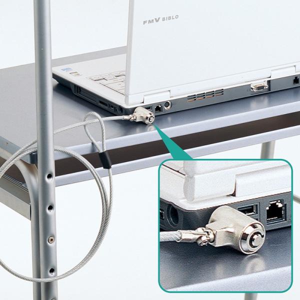 品番：SL-31F合計5,000円以上お買い上げで送料無料(一部商品・地域除く)！ ワイヤーが360度に可動するセキュリティスロットに簡単取付けタイプのセキュリティワイヤー。 関連キーワード：サンワサプライ サンワダイレクト 防犯 【セキュ...