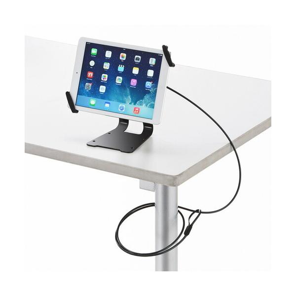 品番：SLE-30STB710BKN合計5,000円以上お買い上げで送料無料(一部商品・地域除く)！ タブレットを盗難から防止する汎用セキュリティ。7〜10インチ対応・ブラック。スタンド付き。関連キーワード：サンワサプライ サンワダイレクト