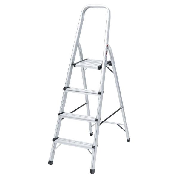 品番：STL-6ここがポイント！・高所に届く設置しやすい脚立・軽く丈夫でさびにくいアルミ製・昇降しやすい取っ手付き・折りたたみで省スペース収納・4段式で150kgの高耐荷重軽くて錆びにくいアルミ製の折りたためる業務用脚立。4段タイプ。重量約...