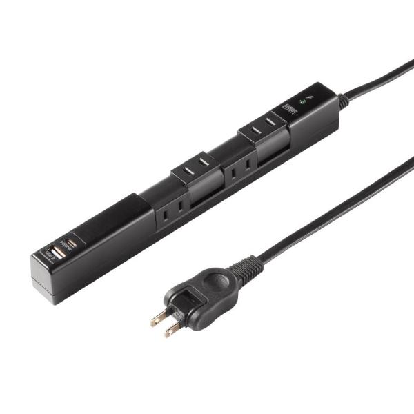 品番：TAP-B113UC-2BKここがポイント！・180度回転するAC差込口・PD20W対応USB Type-Cポート・合計1400Wまで対応のACコンセント・内蔵雷ガードと火災予防機能・ネオジムマグネットで固定可能180度回転のAC差込...