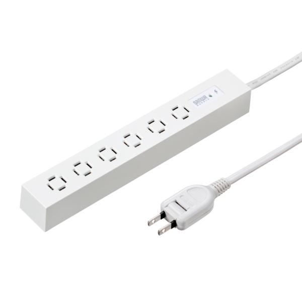 品番：TAP-SPSLIM6MG-2Wここがポイント！・縦横自在に差し込み可能・スリムで省スペース設置・強力マグネットで固定可能・180度スイングプラグ採用・雷ガード内蔵で安心使用縦横間自在に差し込めるユニークな6個口設計。雷ガードとマグネ...