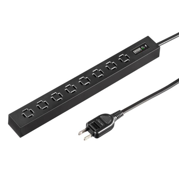 品番：TAP-SPSLIM8MG-2BKここがポイント！・縦横自由に差し込み可能・スリムで省スペース設置・強力マグネットでしっかり固定・180度スイングプラグ採用・雷ガード内蔵で機器保護縦横間自在に差し込めるユニークな8個口設計。雷ガードと...