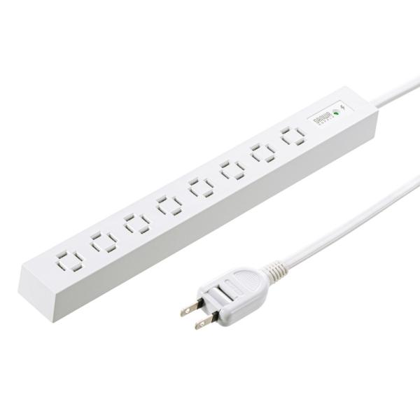 品番：TAP-SPSLIM8MG-2Wここがポイント！・縦横自在に差し込み可能・スリムで省スペース設置・マグネットでしっかり固定・180度スイングプラグ採用・絶縁キャップで安全性向上縦横間自在に差し込めるユニークな8個口設計。雷ガードとマグ...