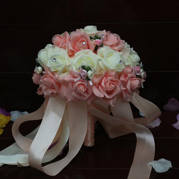 ■ 品名:ブーケ（造花）      ■ 素材:PE■ カラー：全4色■ サイズ：幅25cmsanwafashionの人気検索ワード： ウエディングブーケ 安い 結婚式 花嫁 ブーケ ローズ 造花 花束 ブライダルブーケ ウェディング アレン...