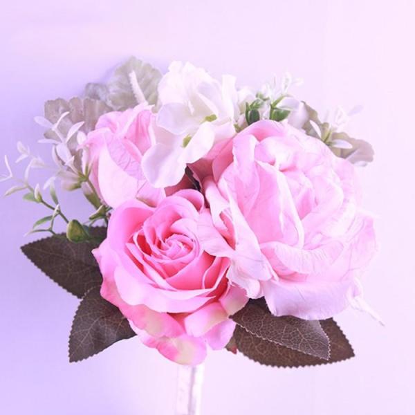 ■ 品名:飾り用造花     ■ 素材:絹■ カラー：A■ サイズ：幅19cm■ 内容：1本(花4輪)sanwafashionの人気検索ワード： ウエディングブーケ 安い 結婚式 花嫁 ブーケ ローズ 造花 花束 ブライダルブーケ ウェディ...