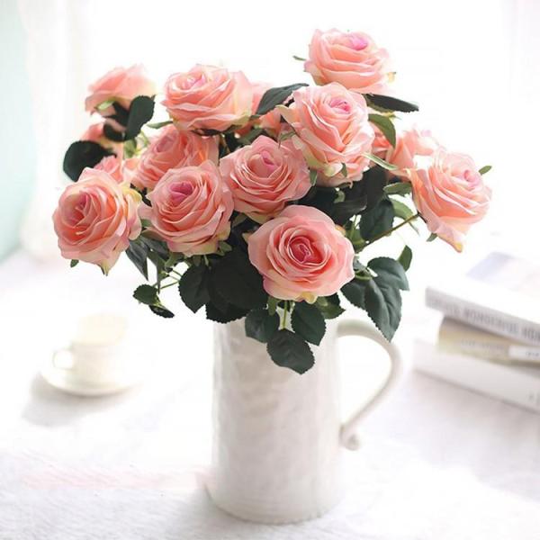 ■ 品名:飾り用造花     ■ 素材:絹■ カラー：全8色■ サイズ：全長45cm、花の直径9.5cm■ 内容：1本(花10輪)*2sanwafashionの人気検索ワード： ウエディングブーケ 安い 結婚式 花嫁 ブーケ ローズ 造花 ...