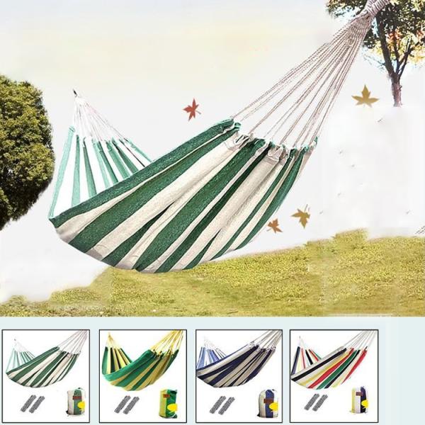 厚手キャンバス生地を採用しており、摩擦に強く長くお使い頂けるハンモックです。ゆらゆらと寝心地の良い空間が広がります。丈夫な吊り下げロープ&amp;カラビナ付き、安定性アップ！耐荷重：250kg専用収納袋が付いておりますので、小さく収納でき持...