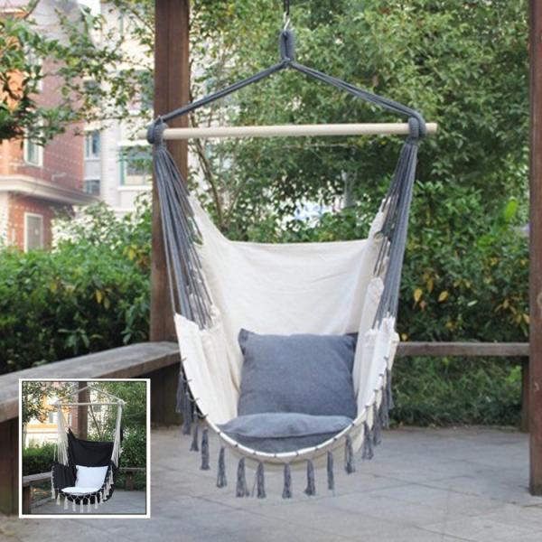【品名】：ハンモック【素材】: ズック【カラー】：全2色【サイズ】:150*100*95CM【生産地】：中国【重量】: 3000G【耐荷重】：150KG場所を取らない、イスのように使えるハンモックです。ハンモックの設置は簡単で太い木にロープ...