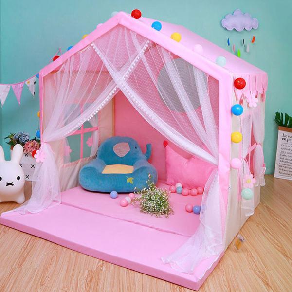 ■品名：キッズテントハウス■材質：ポリエステル+チュール+PVC+天然木■タイプ：全6タイプ■サイズ（約）：140*95*135cmsanwa fashionのキーワード：キッズテントハウス ボールハウス 子供用テントハウス　収納バッグ付き...