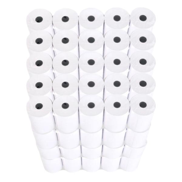 【商品仕様】感熱ロール紙サイズ：約58mm幅×40mm外径×9mm内径。紙厚(坪量・厚み):70g/m2・0.09mm、白色度85%以上。ロール紙は高品質の感熱紙を使用しているため、鮮明な印字が可能です。キャッシュレス決済端末、ポータブルP...