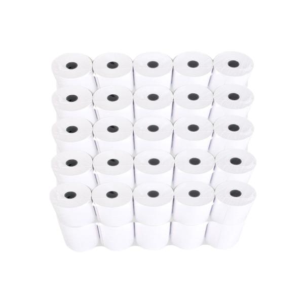 【商品仕様】感熱ロール紙サイズ：約58mm幅×40mm外径×9mm内径。紙厚(坪量・厚み):70g/m2・0.09mm、白色度85%以上。ロール紙は高品質の感熱紙を使用しているため、鮮明な印字が可能です。キャッシュレス決済端末、ポータブルP...