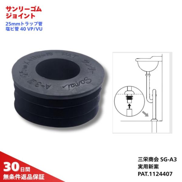 手洗い・洗面用Sトラップ・イナズマ管などのトラップ管と塩ビ管とのアダプターです。Pトラップへの施工は、排水パイプとの勾配が適切でない場合など、水漏れの可能性が考えられますので使用されないようご注意ください。【商品名】サンリーゴムジョイント ...