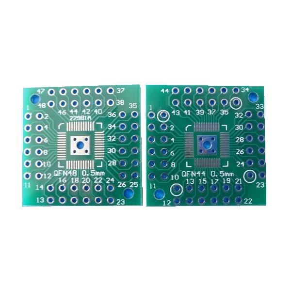 2.54mm変換基板写真では裏面、表面の両方撮影1枚の価格pcb-100　　TQFP32〜100 0.5mm、TQFP32〜100　0.8101　　QFN32　0.5mm、QFN40　0.5102　　SOP4〜28　1.27mm、SSOP〜...
