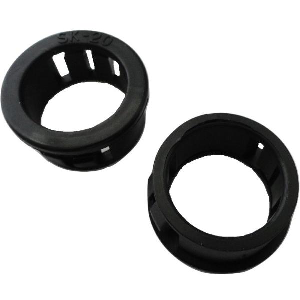 プラスチックグロメット　黒　ケース穴φ20mm　内部の線穴φ16mm　ケース全径φ23mm　配線孔キャップ　5個入　＜yjp-0565＞