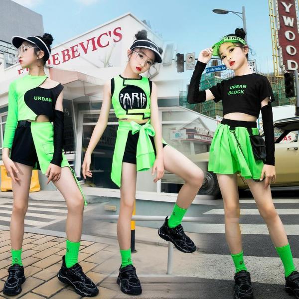 ダンス服装 体操服 JAZZ DANCE tシャツ スウェット キッズチアリーダー hiphop ヒップホップ 女の子 ステージ衣装 ダンスウェア 子供 応援団 運動会 甲子園 チアガール衣装 舞台演出服　おしゃれ　ストリート系　B系　K-...