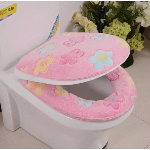 シンプルなハート柄などのトイレカバーと便座カバーの2点セットです。強力なゴムで外れにくく、しっかりと固定をします。サイズについて約37cm×約43cm素材について毛、アクリル