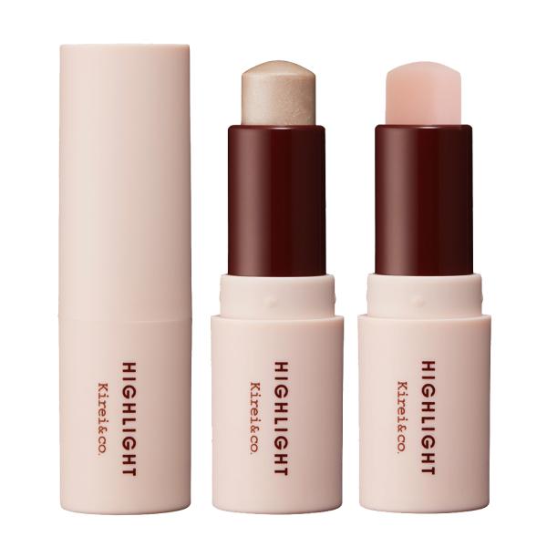 スルスル軽やかな使い心地。ベースメイクの上からでもヨレにくく、なめらかにフィットします！Kirei&amp;co. スティックハイライト 2色展開（ パールベージュ、シアーベージュ ） 濡れ感 ツヤ感