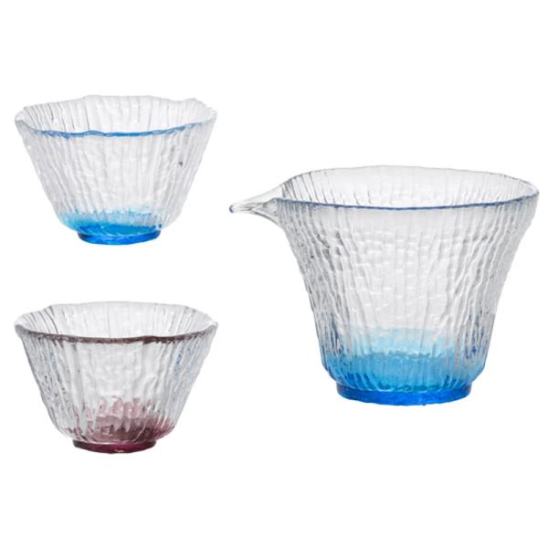 ガラス 盃2個と片口酒器 酒器セット 清流 青 ブルー / 赤 レッド OT-230spec【片口】サイズ　　　：W110×D94×H73mm重さ　　　　：約220g※目安とお考え下さい。容量　　　　：160ml材質　　　　：ガラス入り数　...