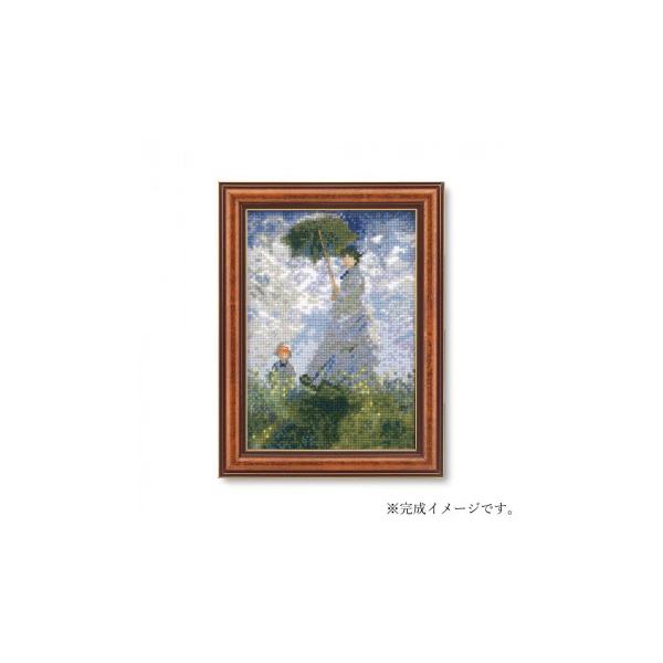 絵画の色調に合わせて多彩な刺しゅう糸で表現したクロスステッチキットです。完成したら専用のミニフレームに入れて、ご自宅を小さな美術館のように飾ってみてはいかがでしょうか。壁掛け・スタンド兼用できる専用フレーム付です。