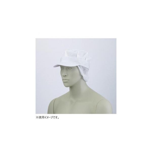住商モンブランの工場白衣キャップです。メッシュ八角帽子たれ付の毛髪混入防止の八角帽子です。