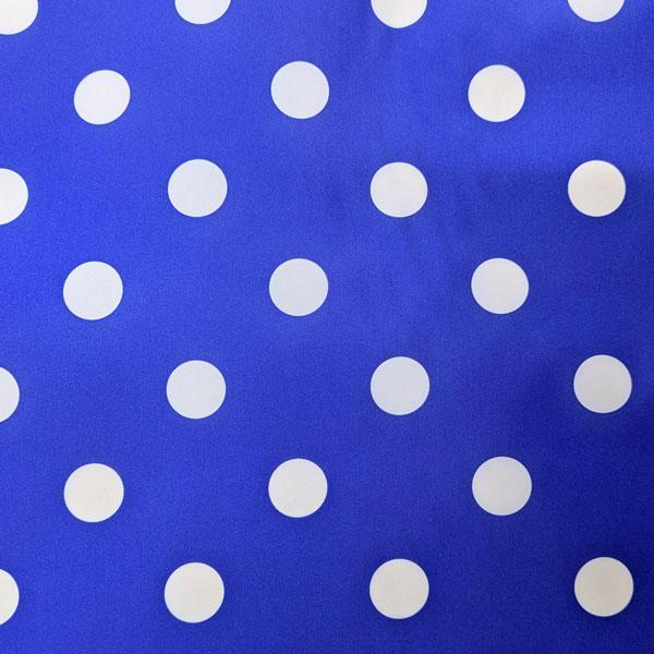 撥水ポリエステル生地（YBS498）水玉プリント （ブルー）ドットサイズ（直径約1.8ｍｍ）素材：ポリエステル100% 生地巾：150cmMADE in JAPANネコポス便：2m（数量4）まで発送可能ですやや薄地ですが目の詰まった程よいハ...