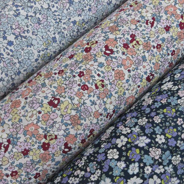 【小紋工房】綿80/タイプライター多色プリント（KCP854-K18）小花柄素材　綿100%生地巾 108cm　日本製ゆうパケット便：3m（数量6）まで可能です。国産高級綿生地の特価価格商品です♪薄手の80/ファブリックですので【タイプライ...