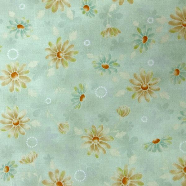 綿100%スケア生地（YMP607）花柄プリント（ライトグリーン）（ZUI）生地巾　110cm　日本製ネコポス便：3m（数量6）まで可能です。【数量在庫限りの特価商品です♪】やや薄地のスケア素材です家庭用ミシンでも縫いやすくハンドメイト全般...