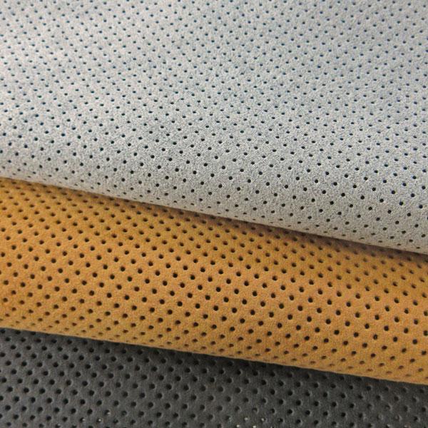 プレミアムスエードパンチング（JTW5EW）(CA9751A)（アルカンターラ調）丸穴（貫通）（CA9751A）ライトグレー（穴直径約1ｍｍ）  (JTW5EW) キャメル、グレー （穴直径約1.5mm）素材：ポリエステル100% 生地巾：...