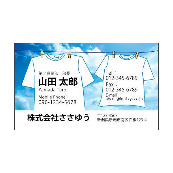 お店、自営業、フリーのご職業からスポーツ、ホビーまで豊富なデザインを取り揃えています ショップカード・ポイントカード・インフォメーションにも！【クリーニング・洗濯】 用紙サイズ：55mm×91mm枚数：100枚入／1個