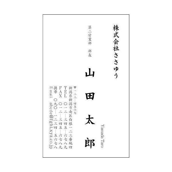 シンプルな単色名刺がお好みの方に！ビジネス用にもプライベート用にもおすすめの白黒印刷のリーズナブルな名刺です用紙サイズ：55mm×91mm枚数：100枚入／1個