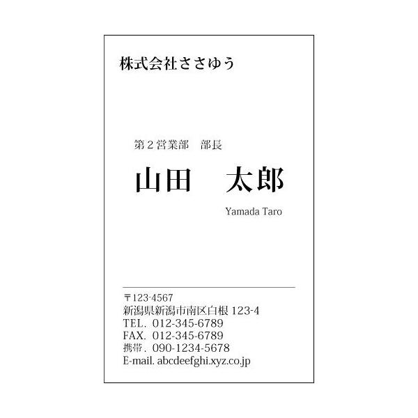 シンプルな単色名刺がお好みの方に！ビジネス用にもプライベート用にもおすすめの白黒印刷のリーズナブルな名刺です用紙サイズ：55mm×91mm枚数：100枚入／1個