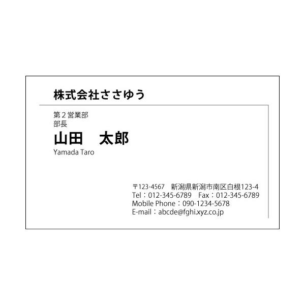 シンプルな単色名刺がお好みの方に！ビジネス用にもプライベート用にもおすすめの白黒印刷のリーズナブルな名刺です用紙サイズ：55mm×91mm枚数：100枚入／1個
