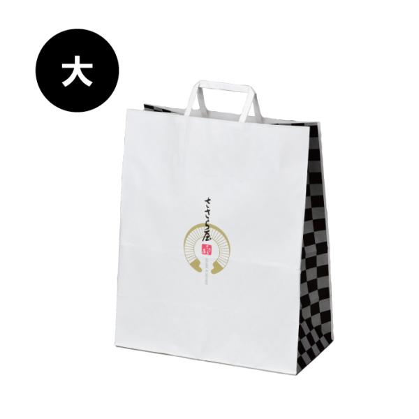 ■サイズ：39×32×底マチ17cm■対応商品：大箱・結箱(3箱)・しろえび撰(90枚)※袋は商品と同封してお届けいたします。※袋の中に商品を入れた状態でお届けはいたしません。※手提げ袋のみのご注文はお受けできません。