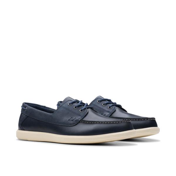 クラークス Clarks Bratton Boat ブラットンボート (Navy Leather) 26181274 デッキシューズ ネイビーレザー メンズ シューズ 靴 27ローカット ボートシューズ 本革 レザー 紳士 紳士靴 革靴 シ...