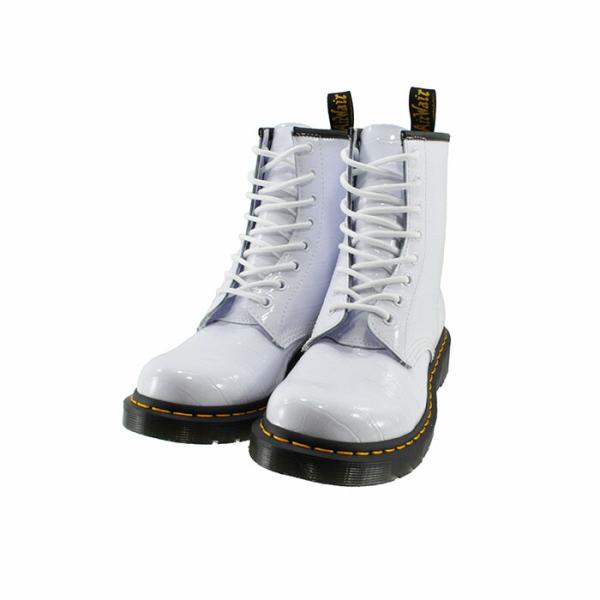 0 Dr.Martins ブーツ ドクターマーチン Dr.Martins 1460 W PATENT 8EYE BOOT 8 ホール ブーツ エナメル クロコダイル ワニ わに エンボス 型押し レザー レースアップ 編み上げ 白 シロ 7...