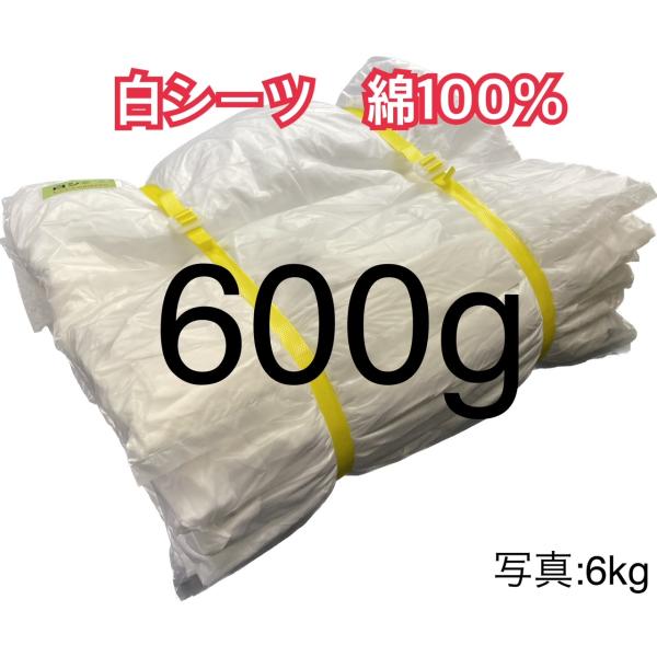★本ページは600gです★【材質】　ホテルや旅館などで使用されていたクリーニング済みのシーツ生地　　　　　　　　【綿率】　100％【サイズ】　40ｃｍ〜50ｃｍ幅程度にカット済みです。【特徴】　クリーニングされた綿100％の状態のきれいなシ...